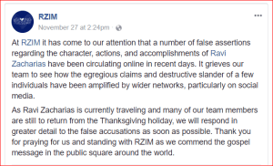 Ravi Zacharias: Email Threat and Ongoing Lack of Response About ...